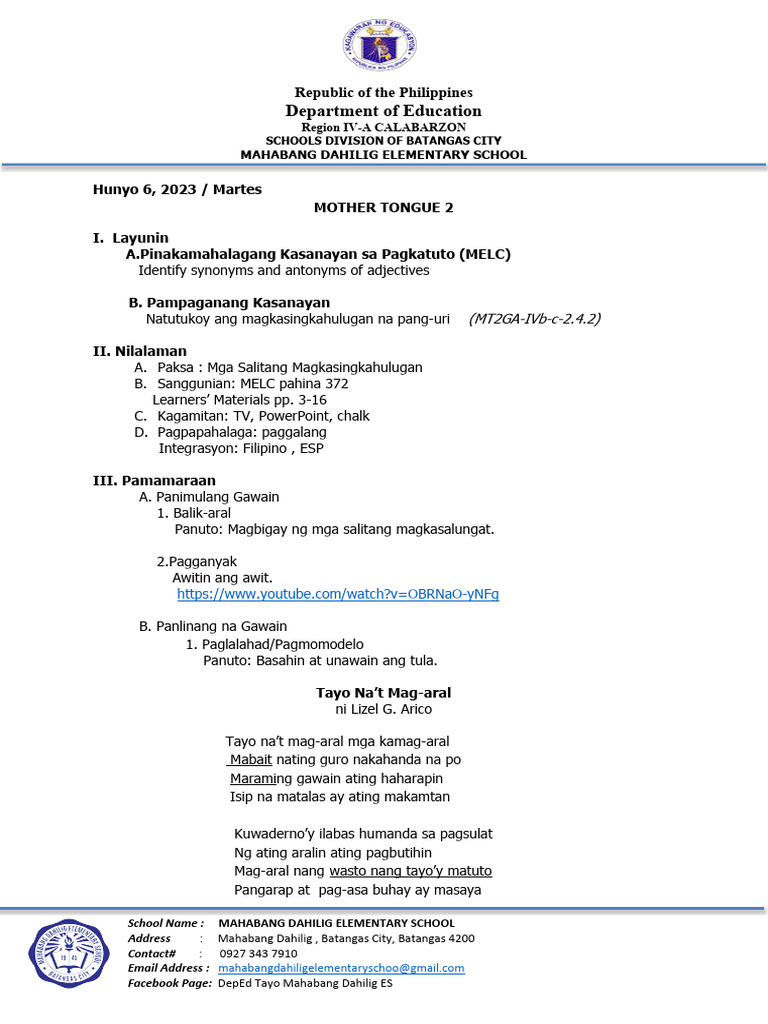 MTB2 - Q4 - Week 6 - Day 2 | PDF