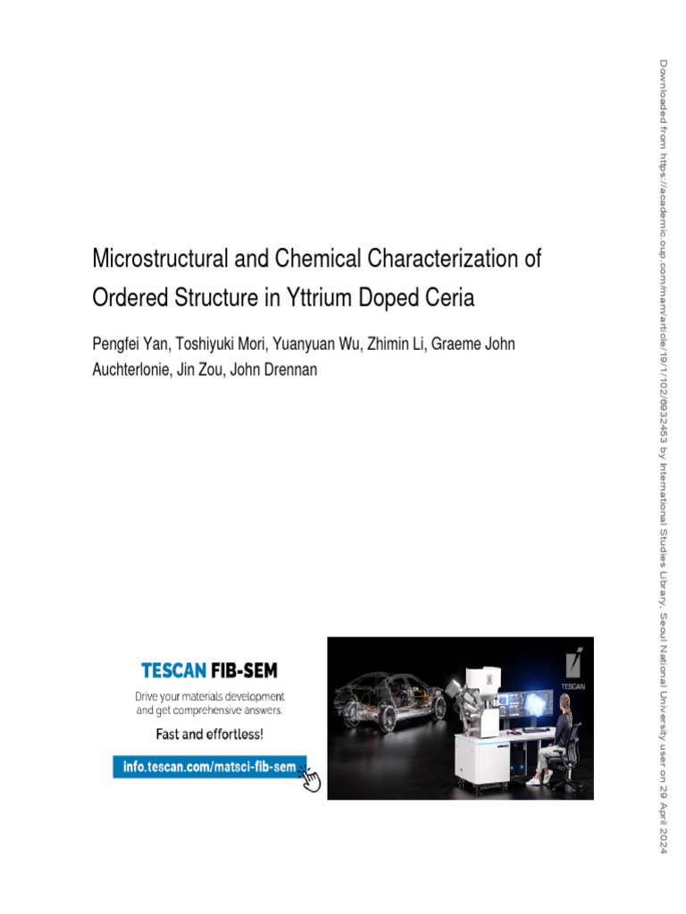 M & M Microstructural and Chemical Characterization of Ordered Struc in Y Doped Ceria | PDF ...