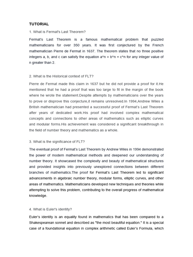 Aom Tutorial | PDF | Fermat's Last Theorem | Complex Number
