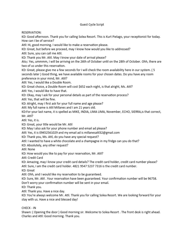 Guest Cycle Script Group 4 | PDF