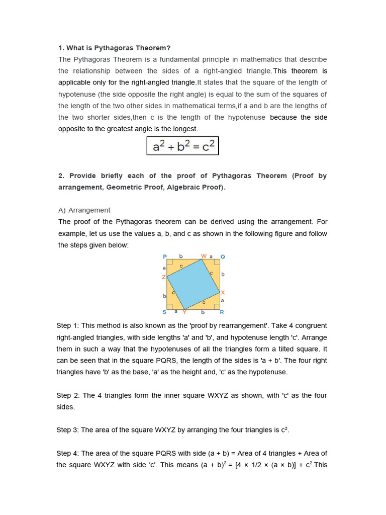 What Is Pythagoras Theorem | PDF | Geometry | Cartesian Coordinate System