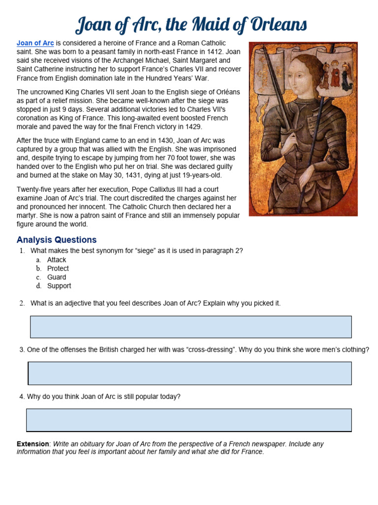 Joan of Arc: Heroine and Martyr | PDF