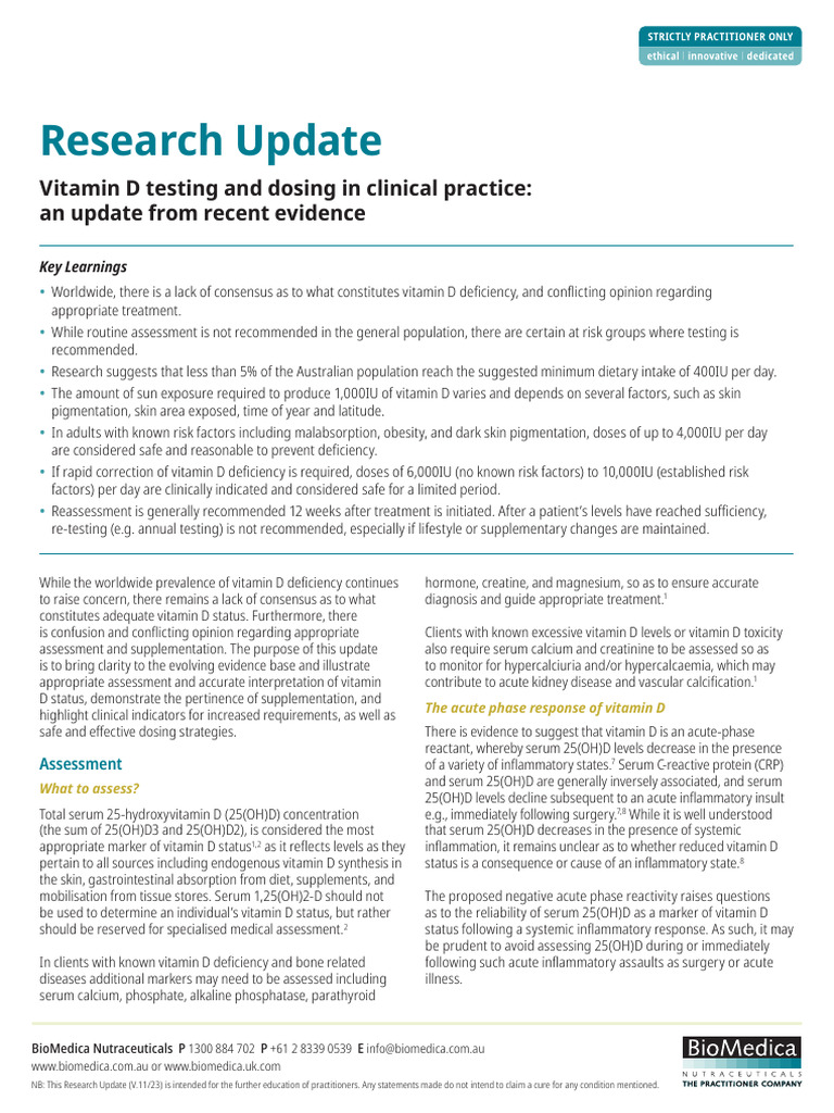 Vitamin D Testing and Dosing in Clinical Practice | PDF | Vitamin ...