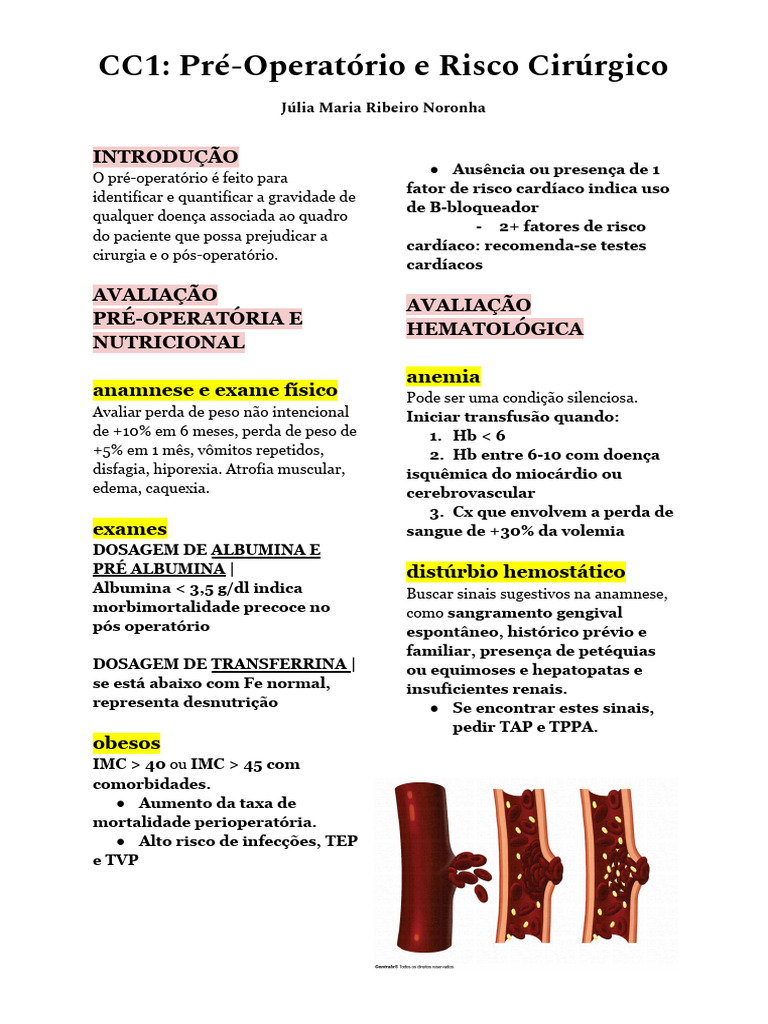 Pré-Operatório e Risco Cirúrgico | PDF | Insuficiência cardíaca | Coração