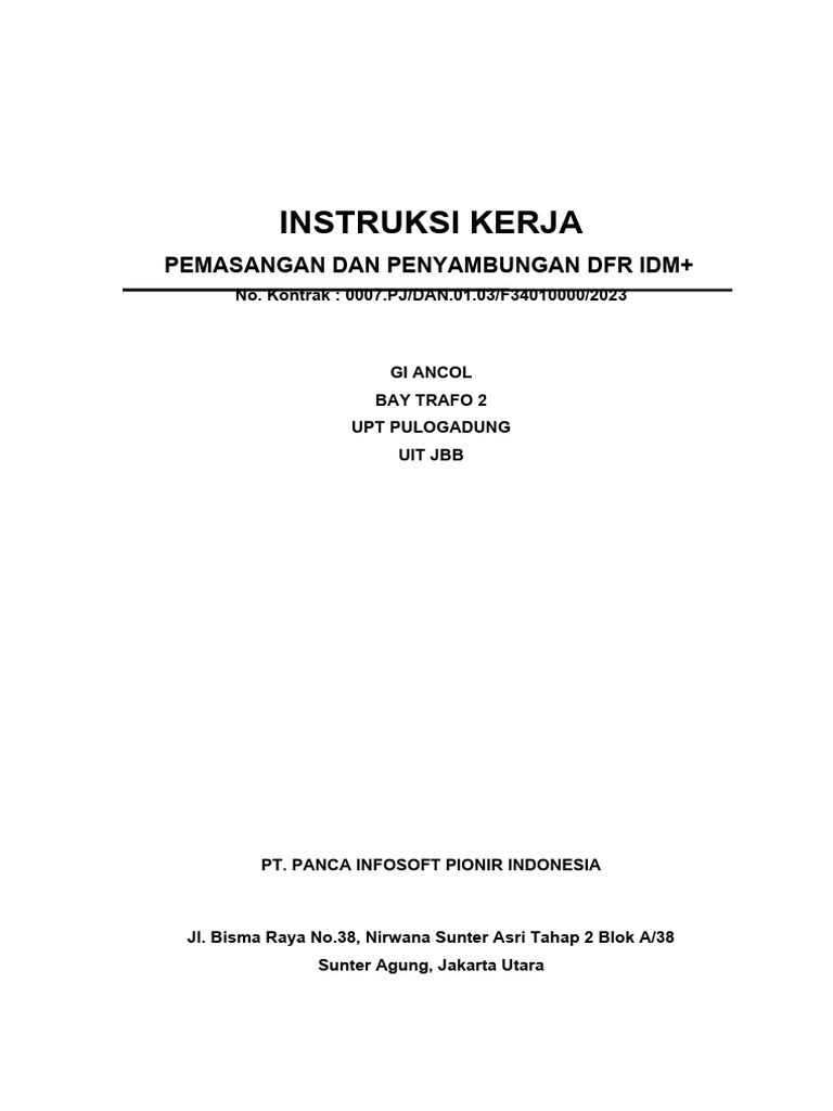 IK Pemasangan GI Ancol Bay Trafo 2 | PDF