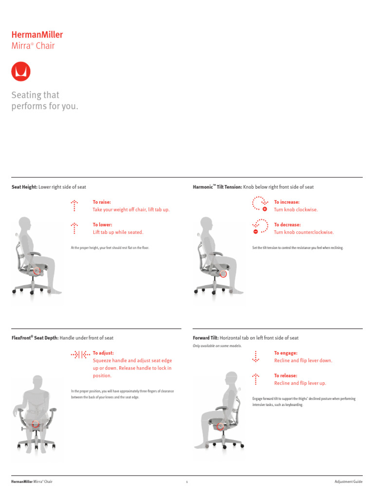 Mirra Adjustment Guide | PDF | Chair