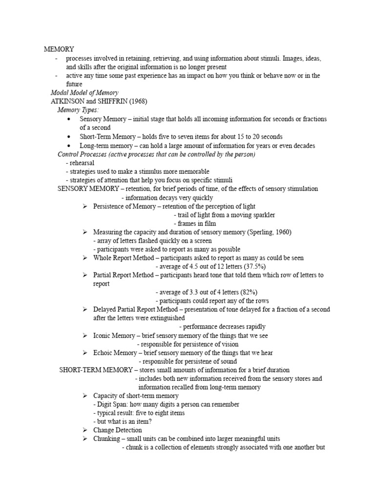 MEMORY | PDF | Memory | Working Memory