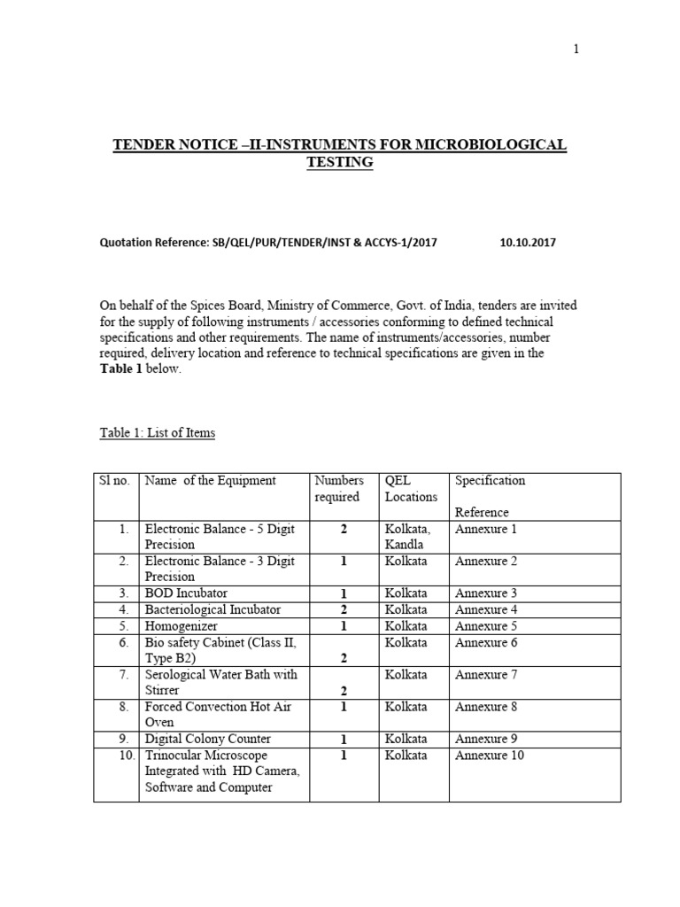 Ii Tender Notice For Microbiology Lab | PDF | Specification (Technical ...