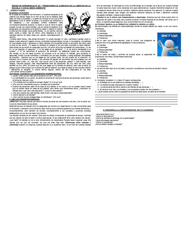 Ejercicio de La Libertad | PDF | Libertad | Tolerancia