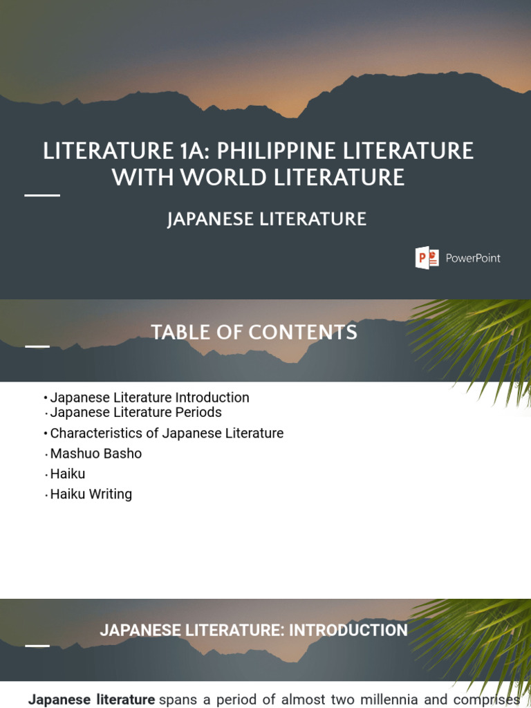 Lit 1a Japanese Lit | PDF | Japanese Literature | Early Modern Literature