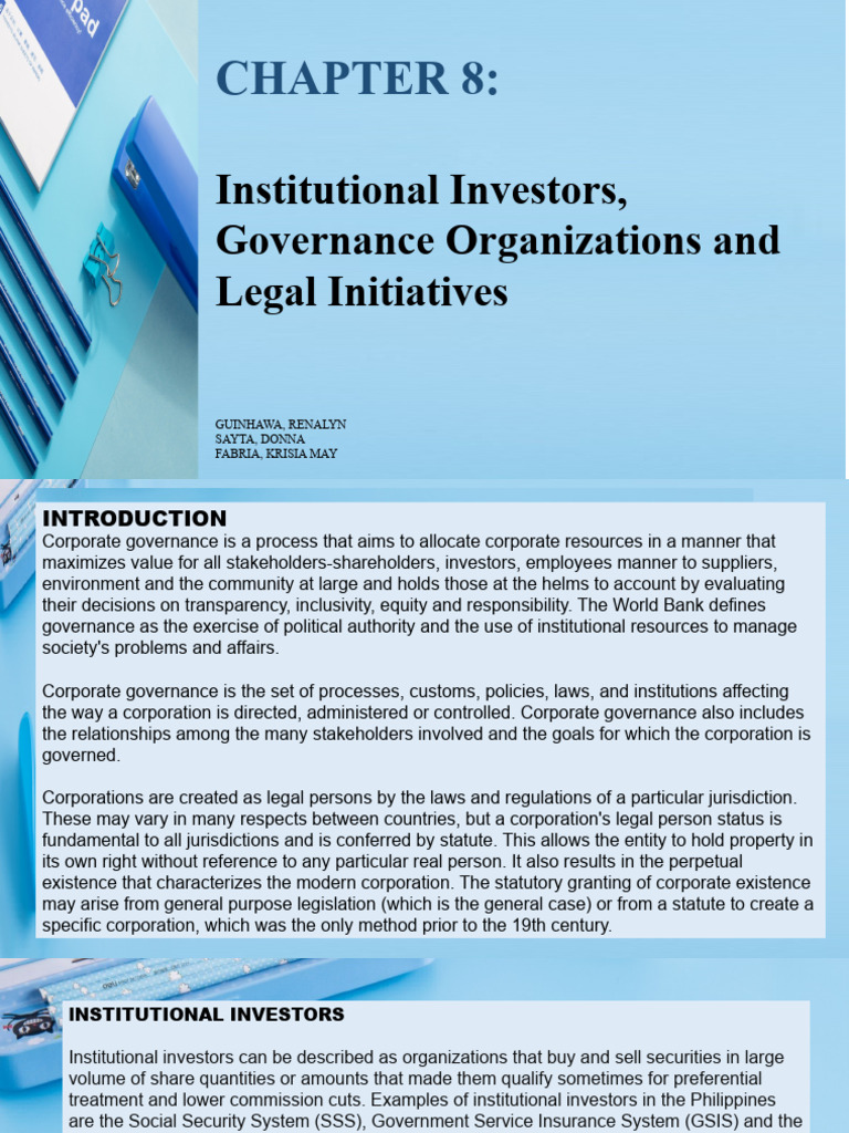 Chapter 8 Good Governance | PDF | Investment Fund | Stocks