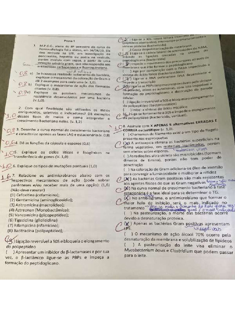 Compilado Prova 1 Microbiologia - Compressed | PDF | Bactérias | Vírus