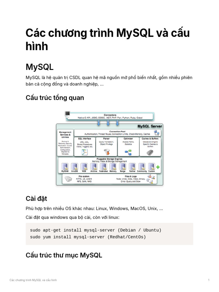 Các chương trình MySQL và cấu hình - DBMS Note | PDF