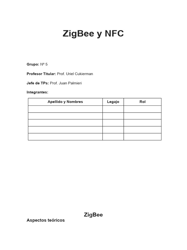 ZigBee y NFC | PDF | Tecnología de información y comunicaciones | Informática
