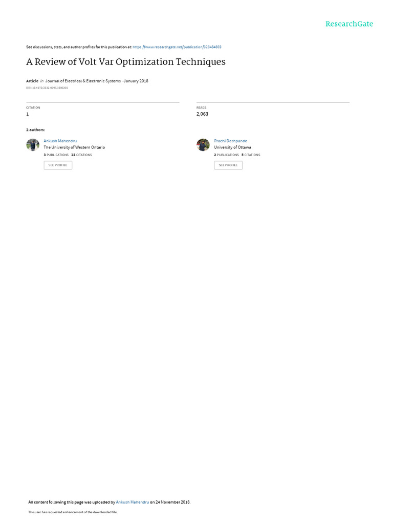 A Review Of Volt Var Optimization Techniques Pdf Mathematical Optimization Ac Power