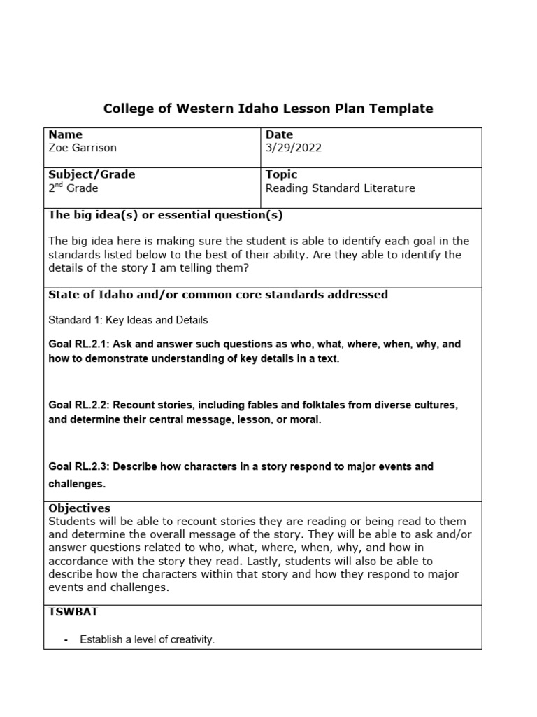 Lesson Plan Assignment | PDF | Lesson Plan | Rubric (Academic)