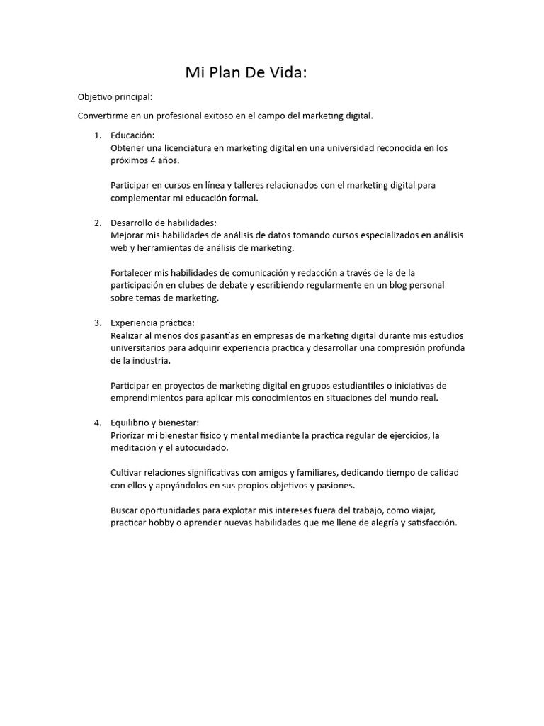 Mi Plan de Vida | PDF | Publicidad digital | Marketing