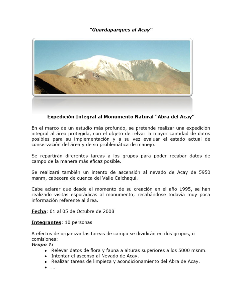 Expedicion Acay | PDF