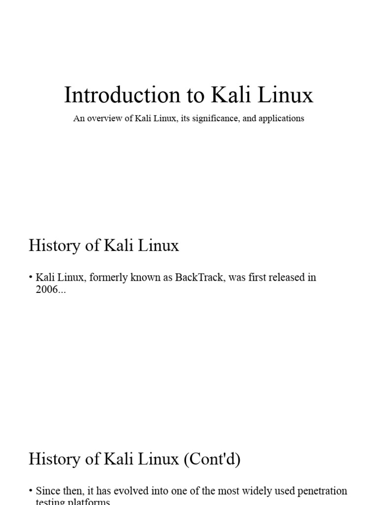 Kali Linux Presentation | PDF