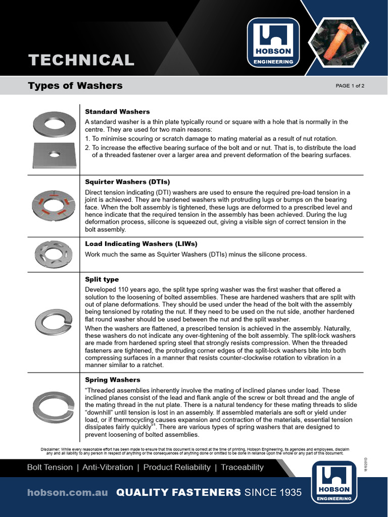 Tech Types of Washers | Download Free PDF | Nut (Hardware) | Washer ...