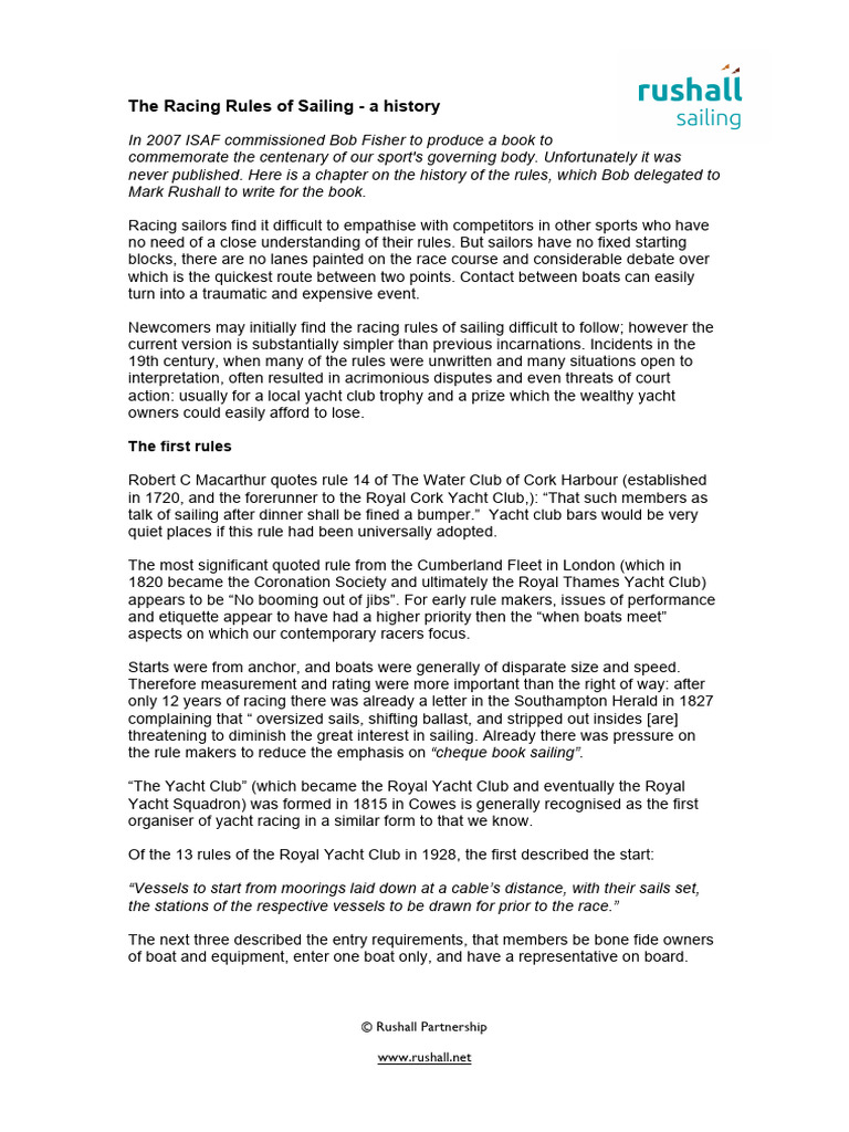 The Racing Rules of Sailing | PDF | Sailing (Sport) | Water Transport
