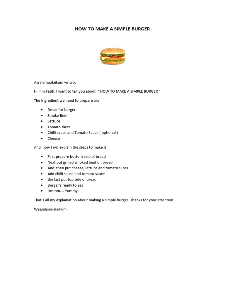 How To Make A Simple Burger | PDF