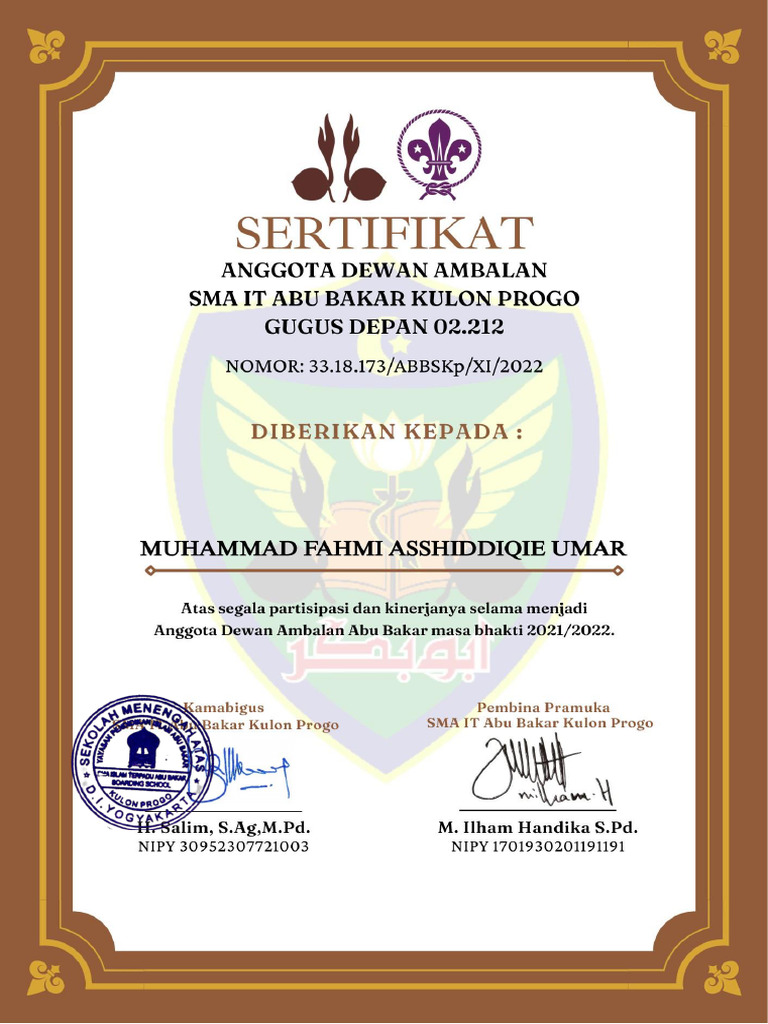 Sertifikat Dewan Ambalan | PDF