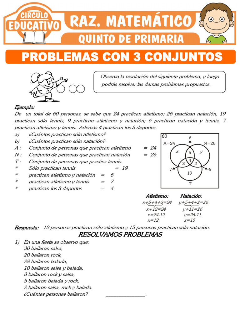 Problemas Con Tres Conjuntos para Quinto de Primaria | PDF