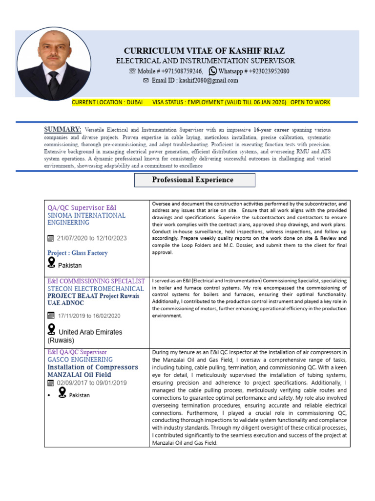 Applied As QC Inspector KASHIF RIAZ | PDF | Programmable Logic ...