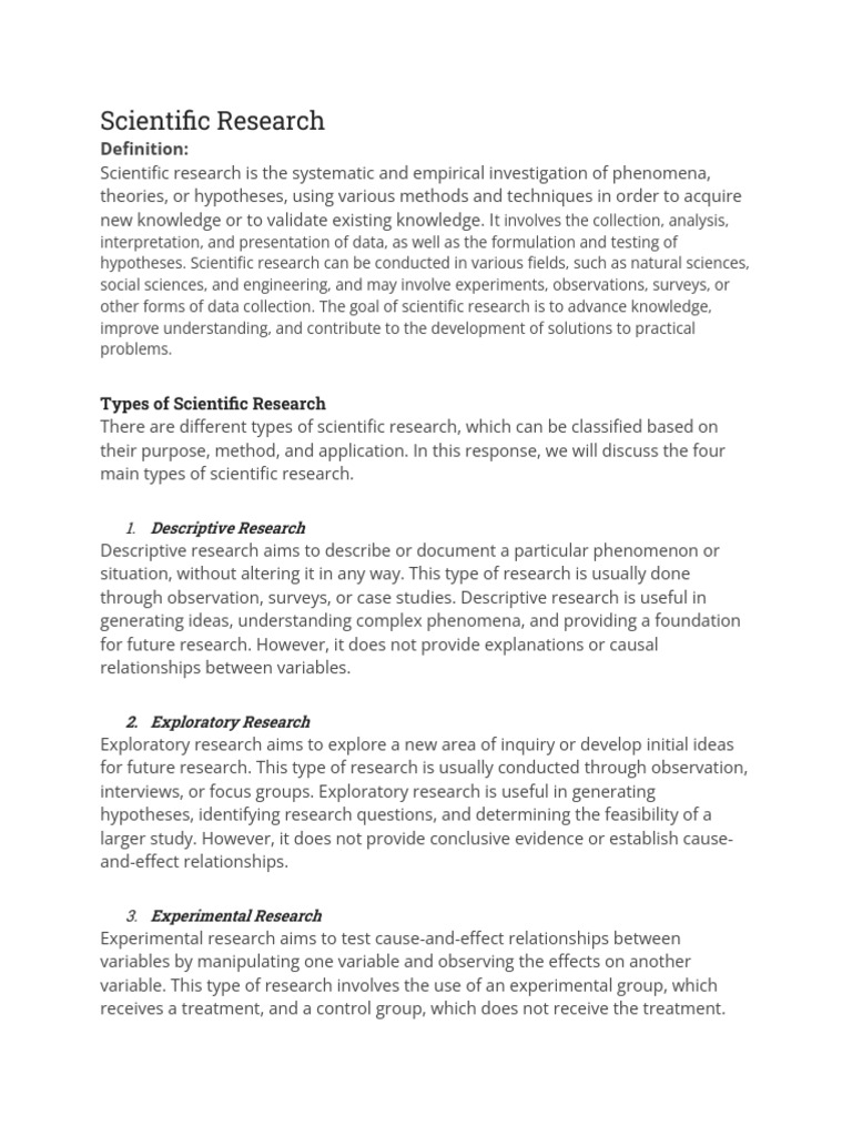 Scientific Research | PDF | Methodology | Experiment