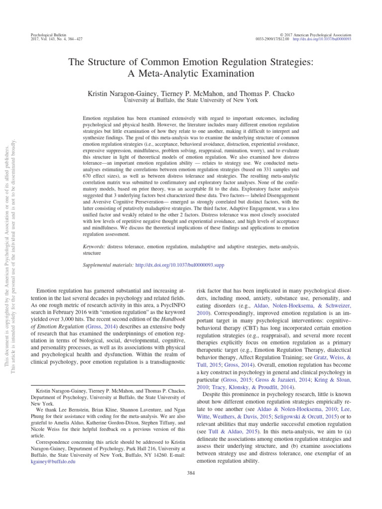 The Structure of Common Emotion Regulation Strategies, A Meta-Analytic ...