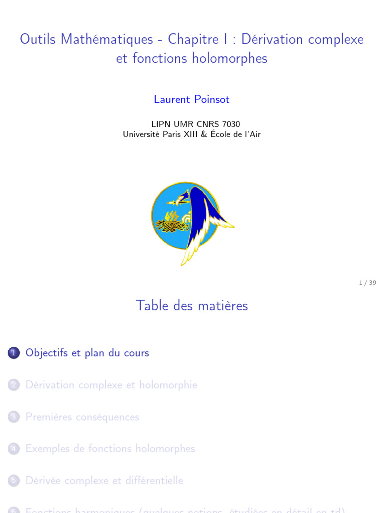 Dérivation complexe et holomorphie | PDF | Analyse complexe | Polynôme