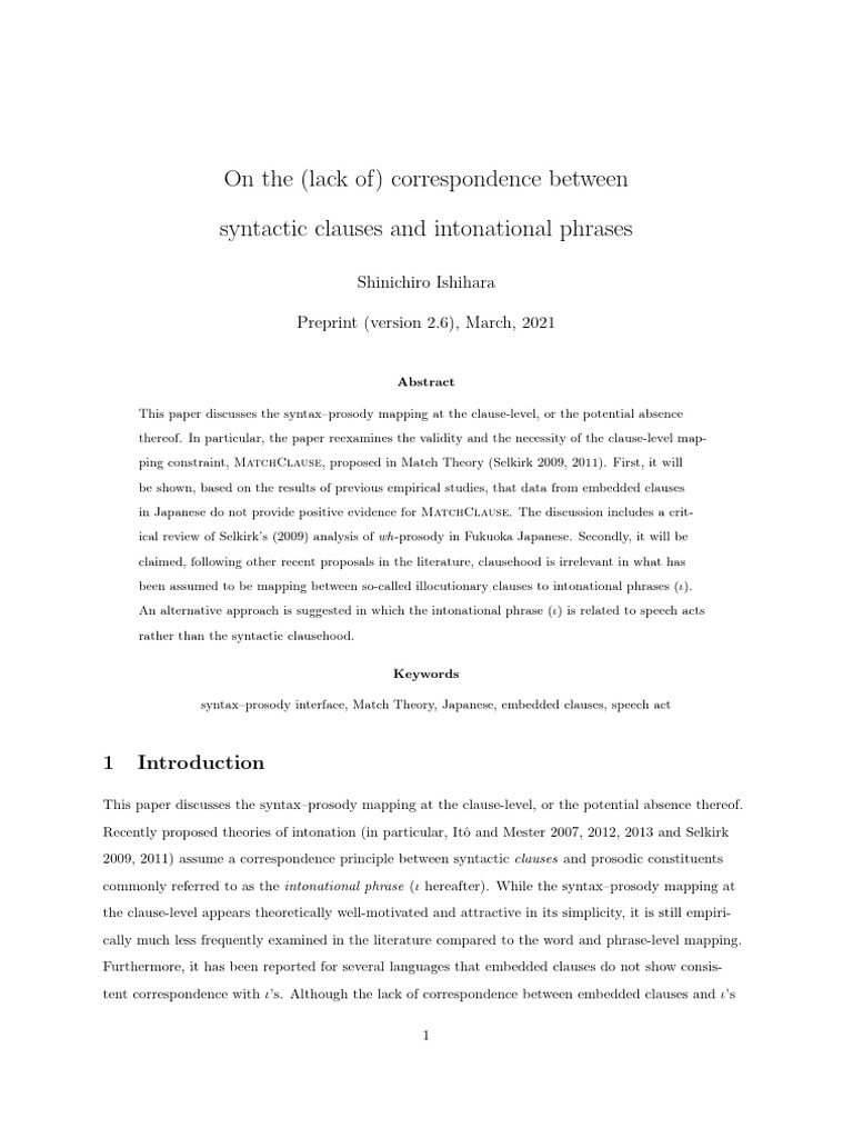 Ishihara - 21 - On The Lack O.2 | PDF | Clause | Syntax