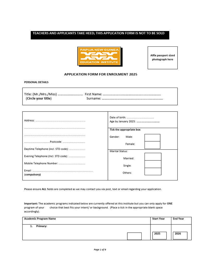 Pngei 2025 Revised Application Form For All Programs | PDF | Diploma ...