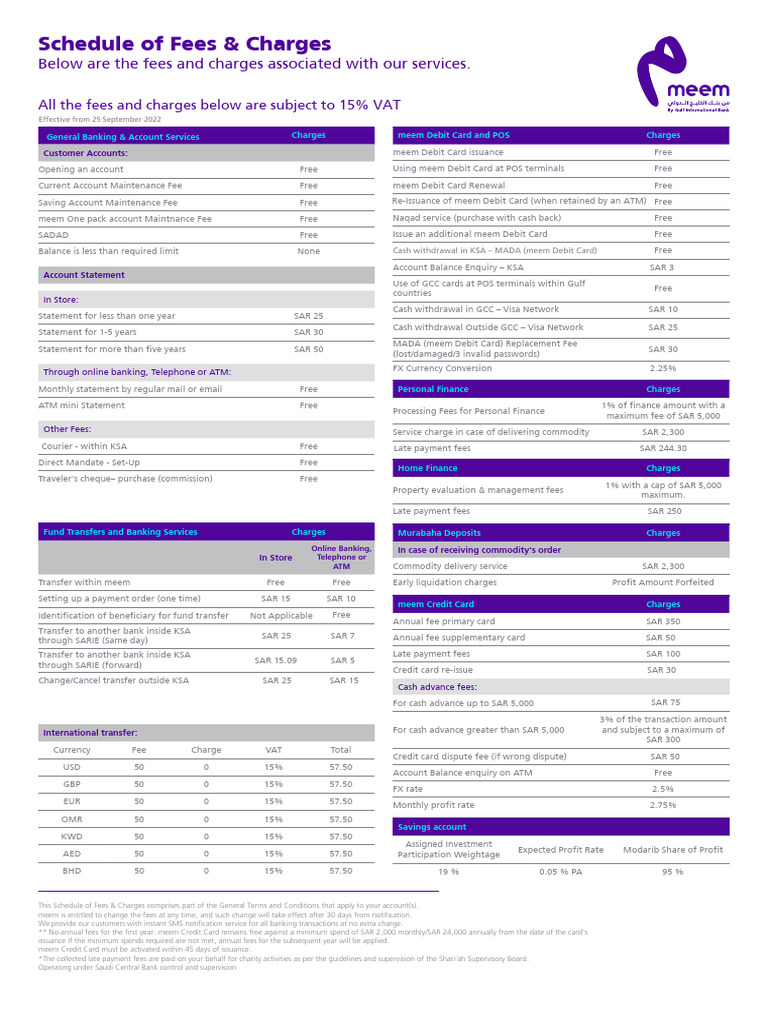 Meem Ksa Fees and Charges 21 en 003 002 | PDF | Debit Card | Credit Card