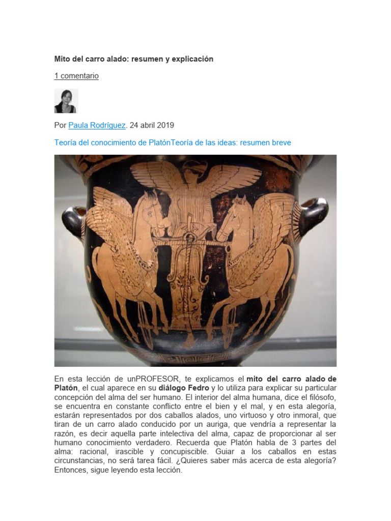 El Mito del Carro Alado de Platón | PDF | Alma | Metafísica
