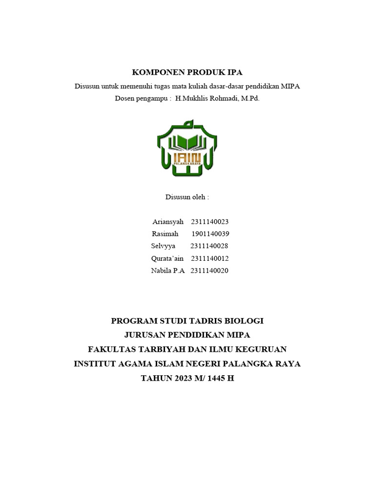 Komponen Utama Produk IPA | PDF