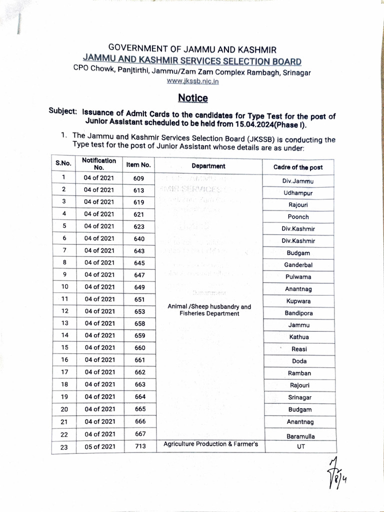 Notice Admit Cards 08042024 | PDF