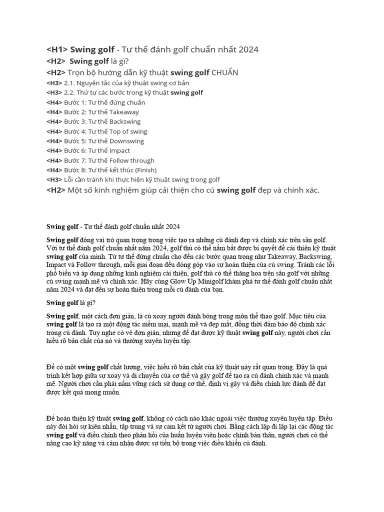 Swing Golf | PDF