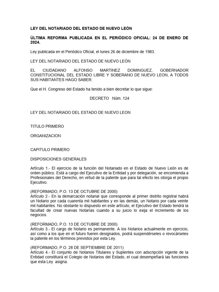 Ley Del Notariado Del Estado de Nuevo Leon | Descargar gratis PDF | Derecho Civil (Common Law ...