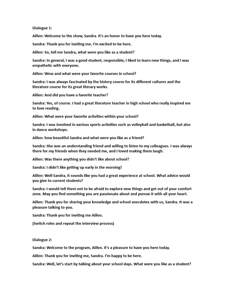 Dialogue 1 Ingles | PDF