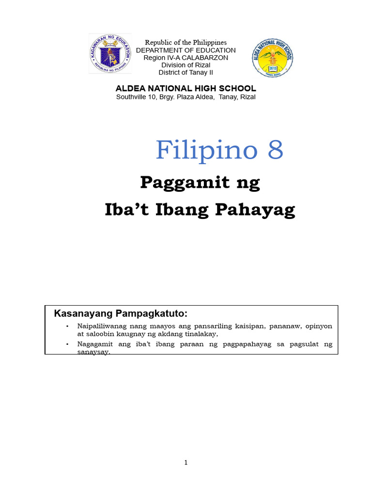 Paggamit NG Iba't Ibang Pahayag | PDF