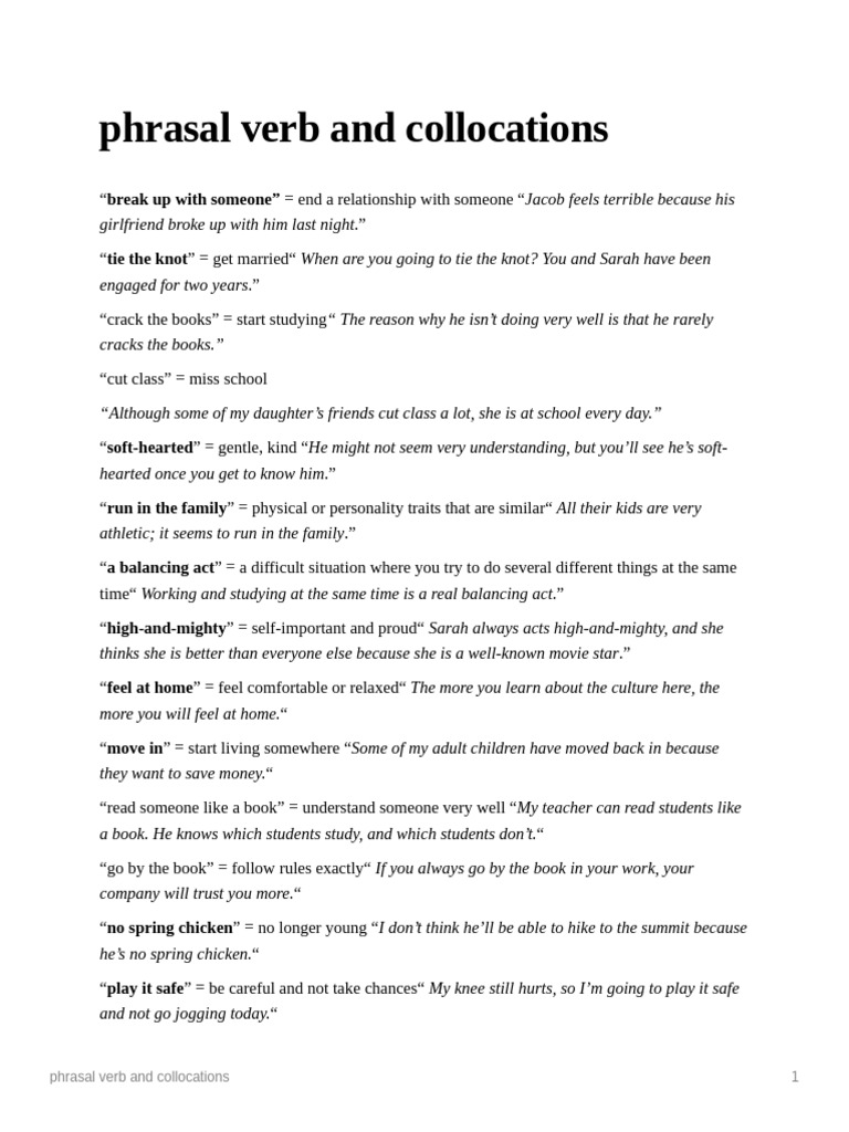 Phrasal Verb and Collocations | PDF