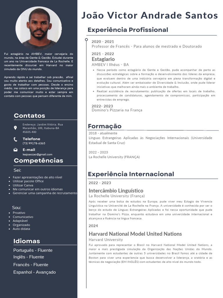 CV JOAO PT-BR (Harvard) | PDF | França | Nações Unidas