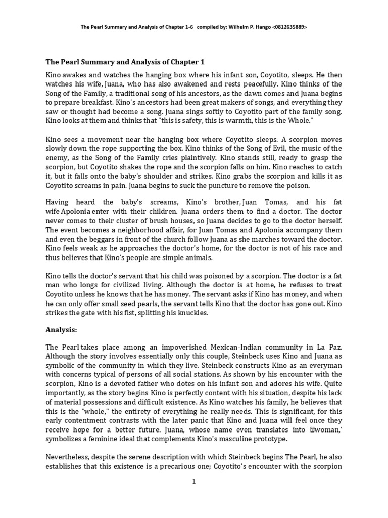 The Pearl Summary and Analysis of Chapter 1-6 | PDF