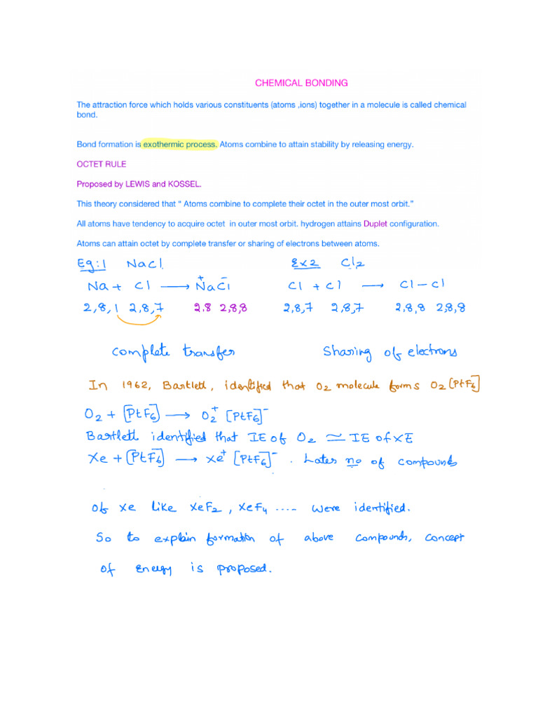 Chemical Bonding Notes | PDF | Chemical Bond | Covalent Bond