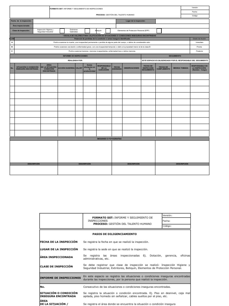 Modelo Formato Informe y Seguimiento de Inspecciones | PDF