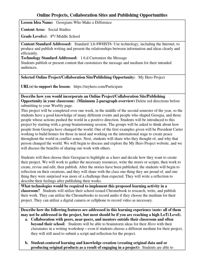 Collins Onlineprojectlesson | PDF | Knowledge | Collaboration