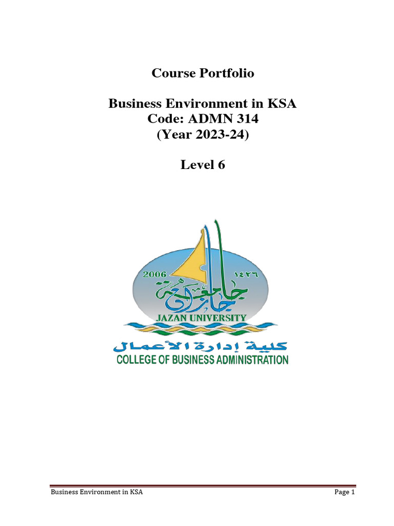 Level 6 - ADMN 314 - Business Environment in KSA, Portfolio | PDF | Saudi Arabia | Banks