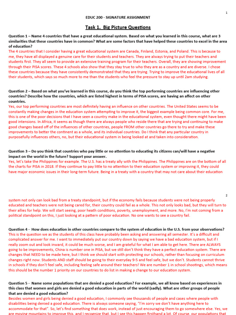 200 Signature Assignment Combined Word Document Updated Spring of 2023 1 | PDF | Teachers ...